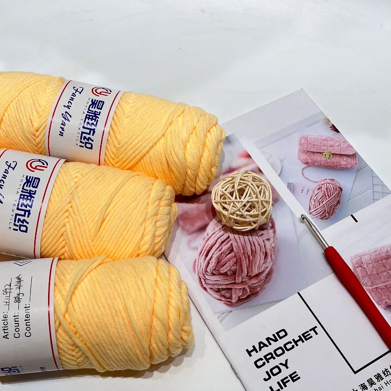Wholesale Acrylic Wool Yarn Crochet Thread 8 Ply 100% Milk Cotton Fluffy Yarn For Hand Knitting ...