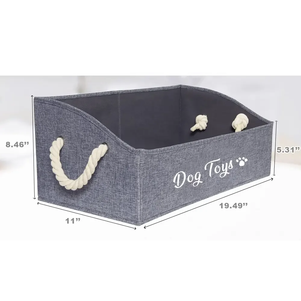 PAFU Felt Collapsible Trapezoid Dog Toy Bin with Handles Pet Toy Basket ...