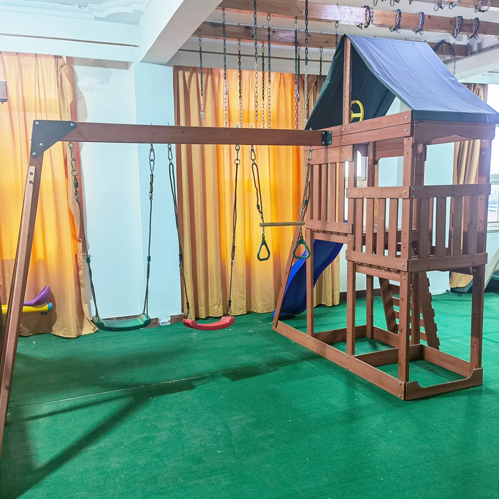 Cute Squirrel Play Center Outdoor Wood Swing Set with Slide and Climber ...