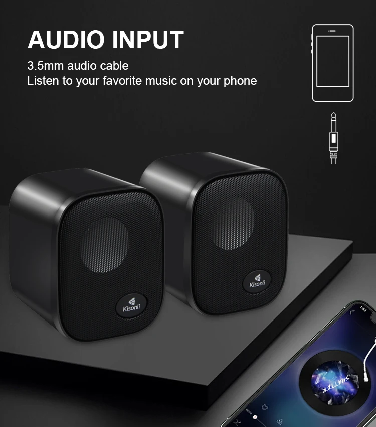 Kisonli KS-10 USB Speakers - Compact Real Sound Quality
