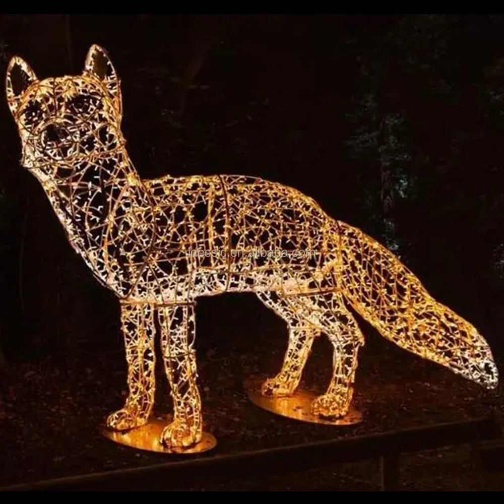 Outdoor Life Size Lighted LED Animal Fox Sculpture for Christmas