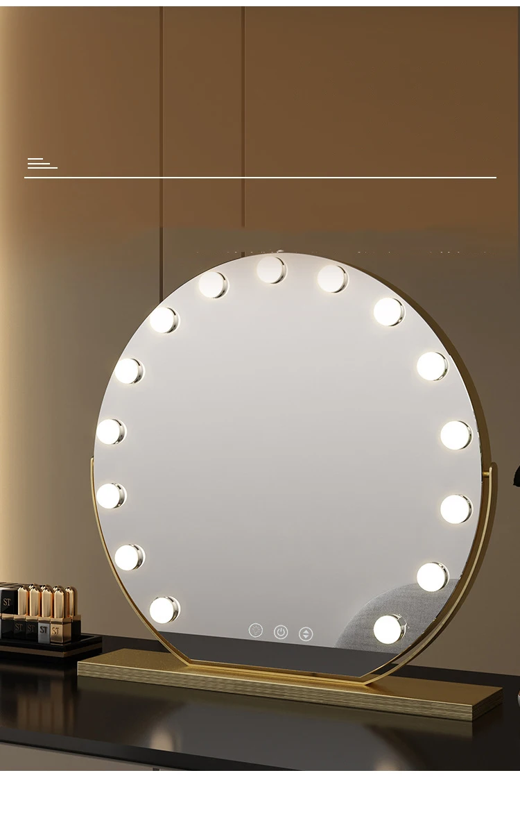 Led Makeup Mirror With Bulb Intelligent Fill Light Circular Desktop ...