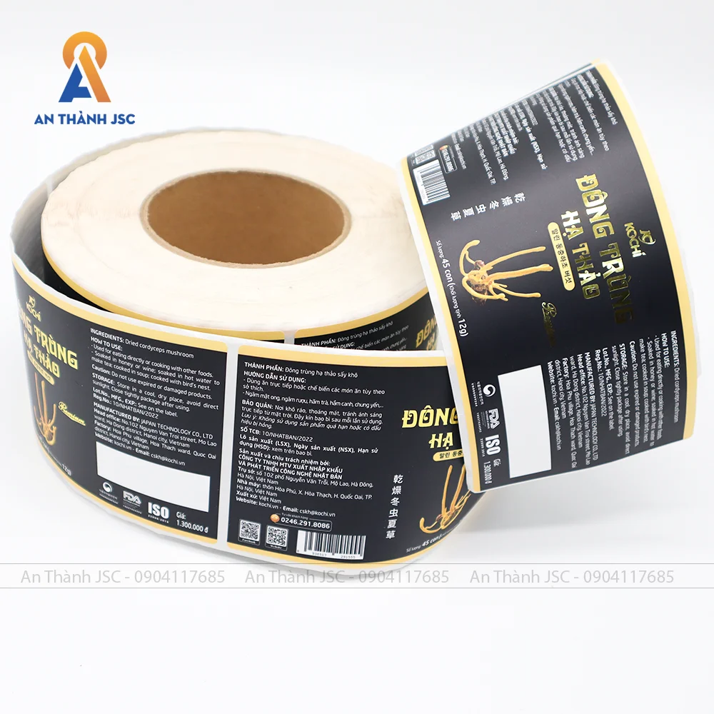 Black Garlic Cordyceps Food Packaging Label Pvc Anti-emulsion Juice Oem ...