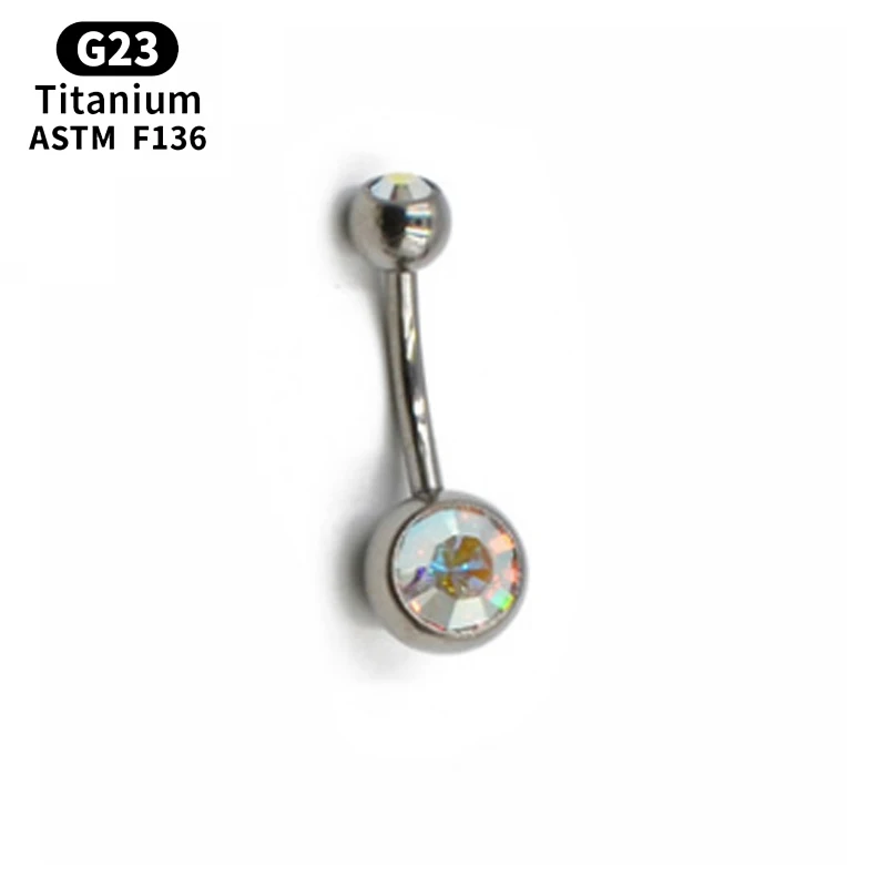 G23 Titanium Belly Button Ring Externally Treaded Double Jeweled Women ...