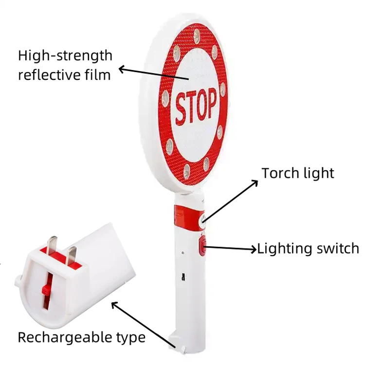Red Green Go Stop Command Roadway Safety Warning Light Handheld Sign ...