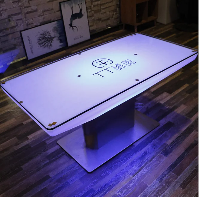 Remote Rgb Color Changing Led Night Club Coffee Table With Stainless ...