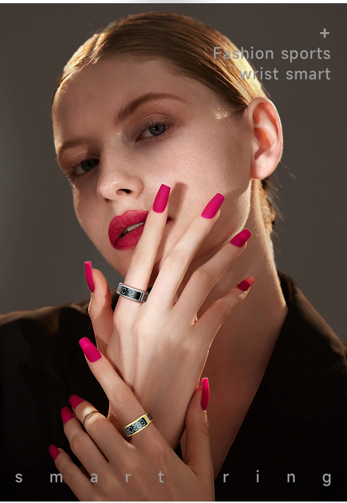 Smart Screen Rings Charging Case Gesture Control Stainless Steel Health ...