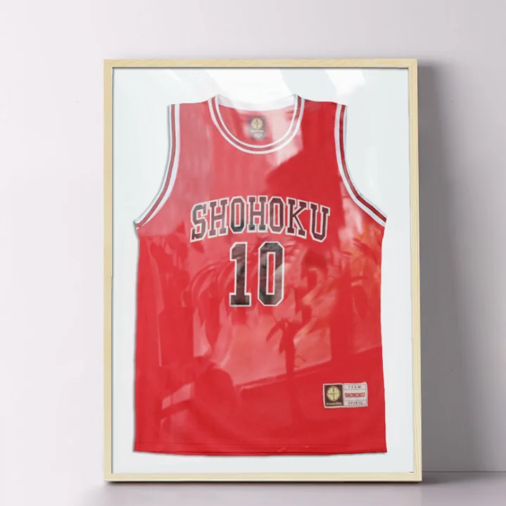 Wall-mounted Jersey Display Rack Transparent Wooden Frame Clothes ...