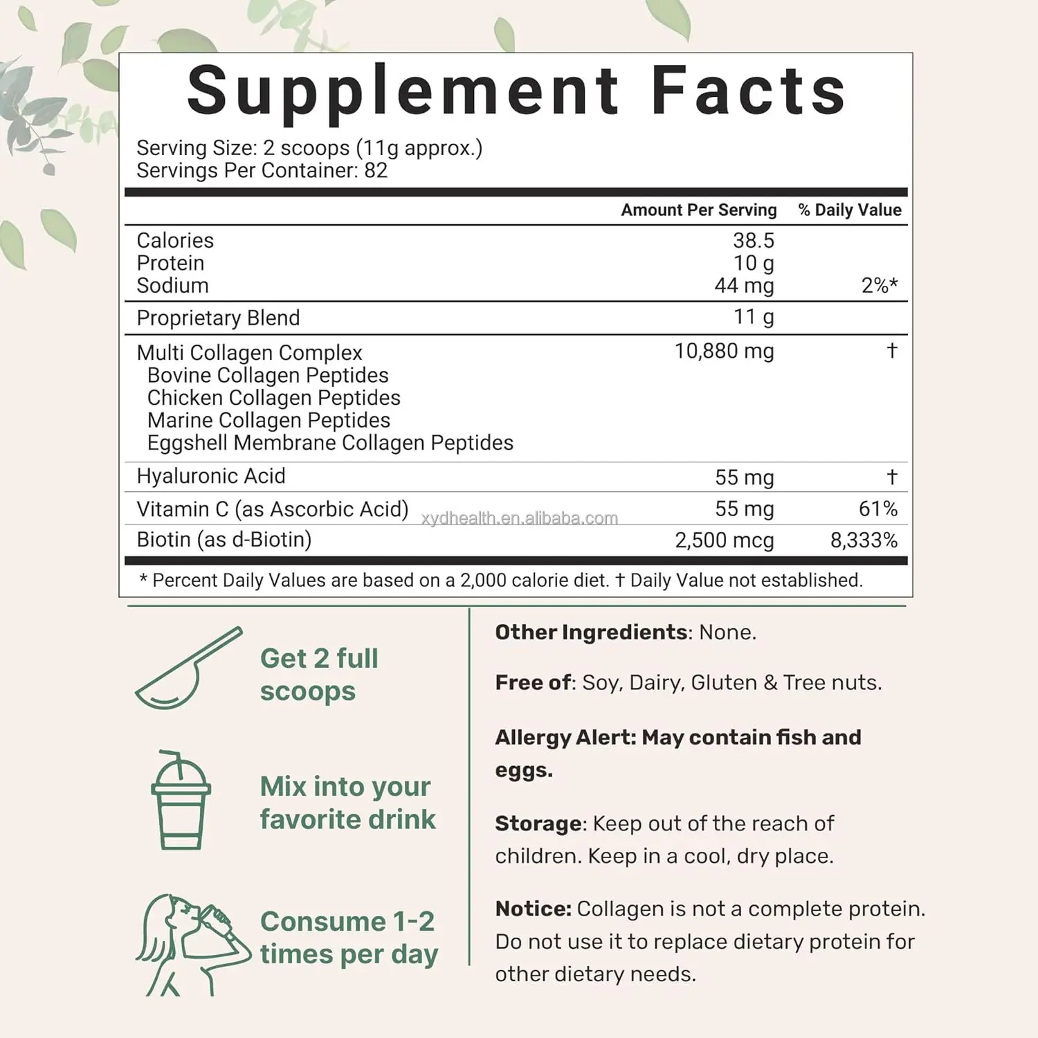 OEM Collagen Peptides Powder - Hydrolyzed Collagen for Hair, Skin, & Nails