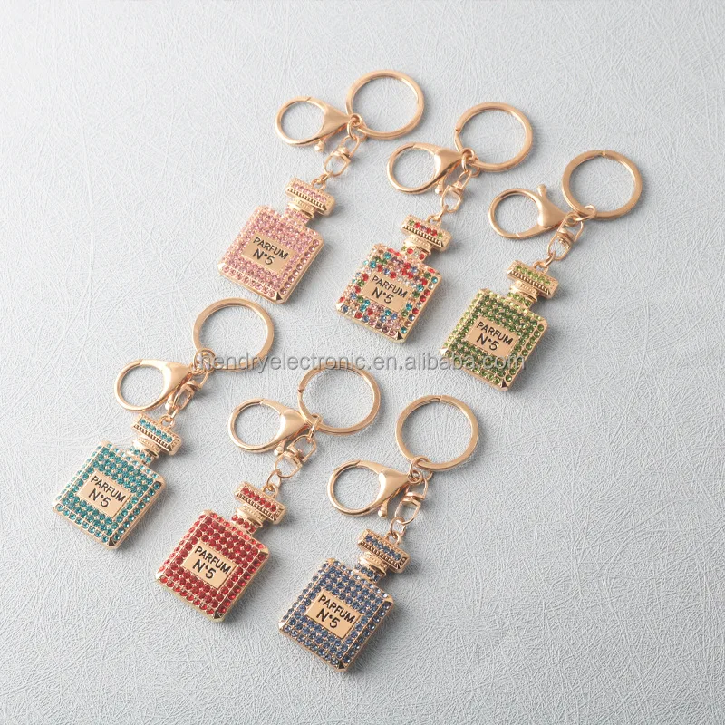 Creative Full Diamond Ladies Crystal Perfume Bottle Keychain Women Bag ...