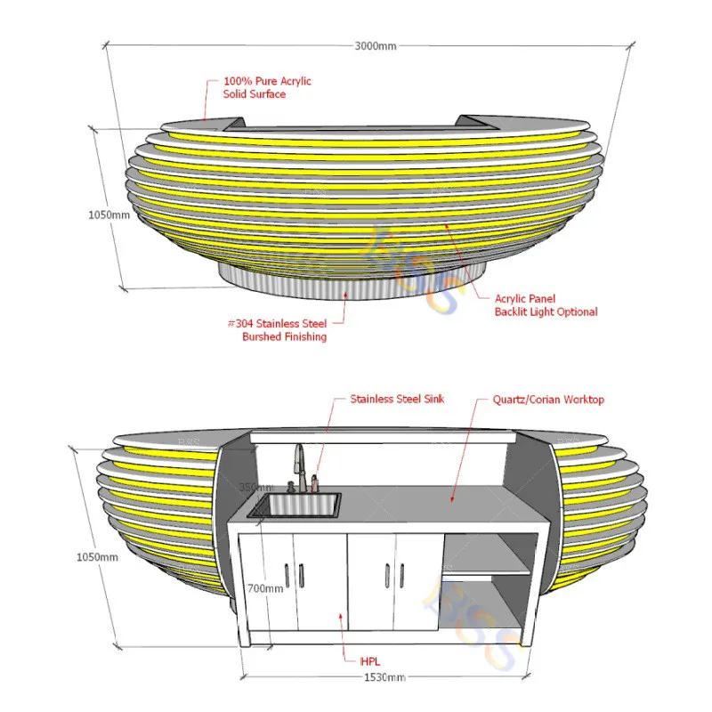 Reception Counter Design For Office Contemporary Customized Corian ...