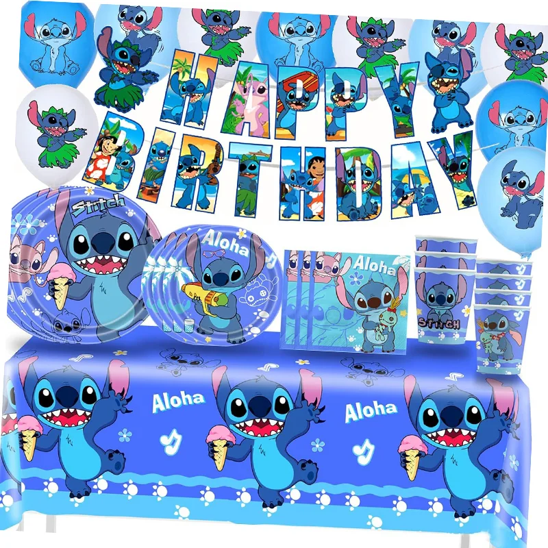 Cartoon Stitch Lilo Star Baby Theme Happy Birthday Paper Plate Paper ...