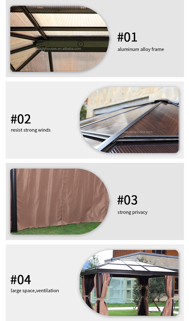 Outdoor Gazebo - Durable Aluminum Awning & Wrought Iron Tent