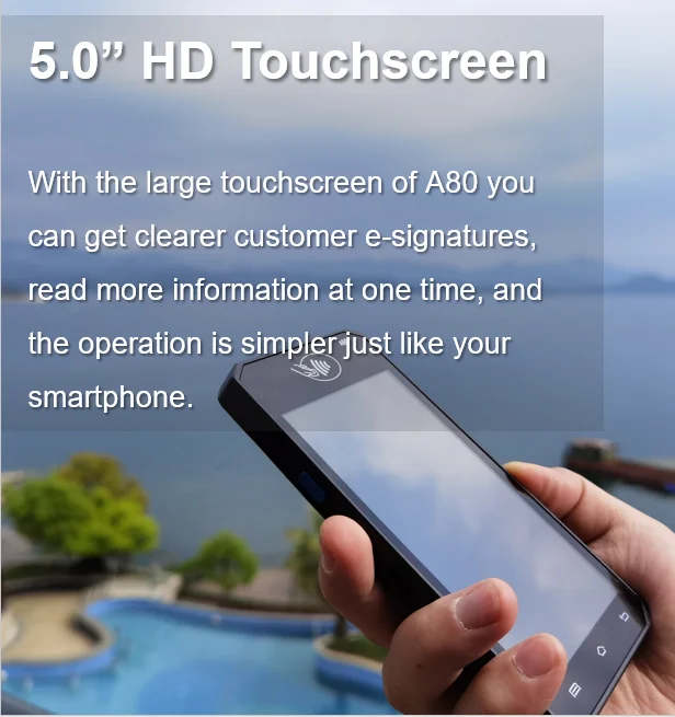Android MPOS A80 - Smart POS with Quod Core Qualcomm