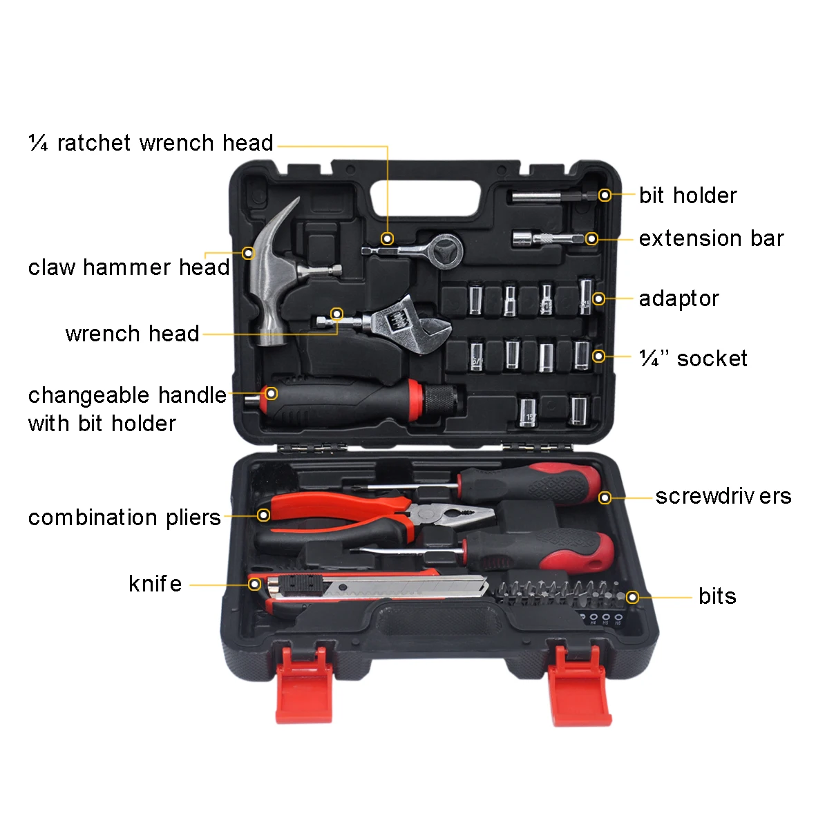 40pcs Home Diy Tool Kit,General Household Hand Tool Set With Removable ...