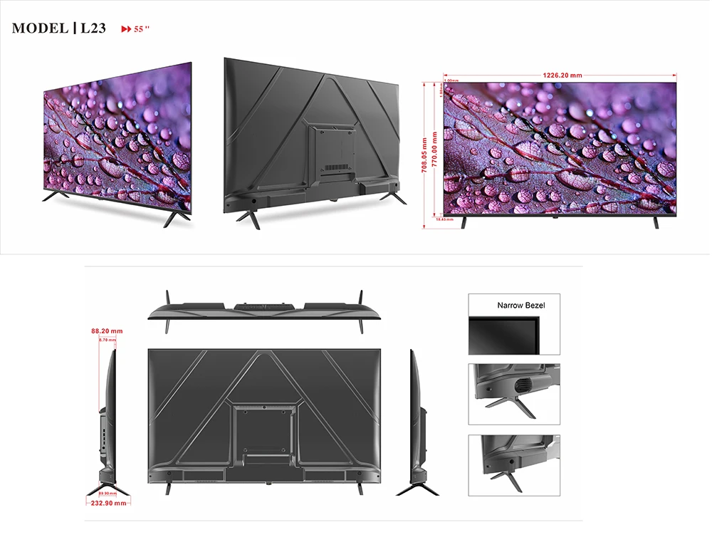 43 50 55 60 65 75 85 Inch Wifi Slim Televisore Television Android Tv ...