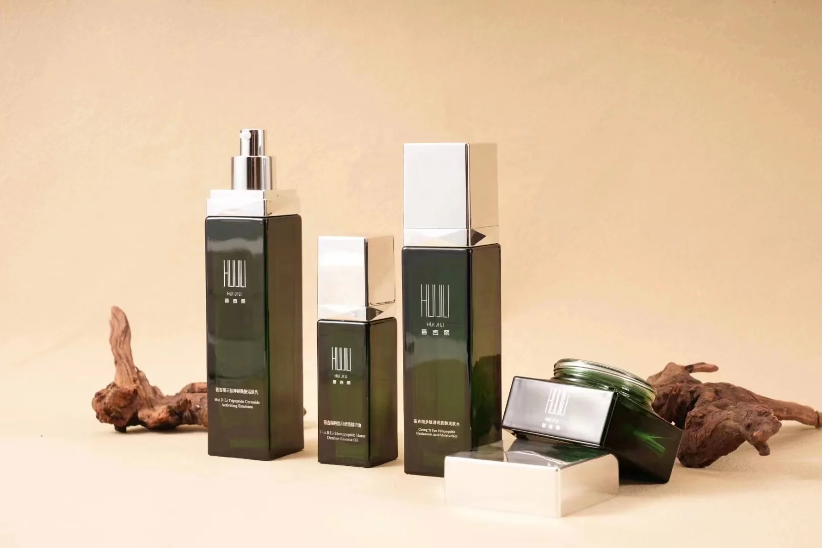 Custom Design White Skincare Set Square Glass Bottles and Jars Luxury ...