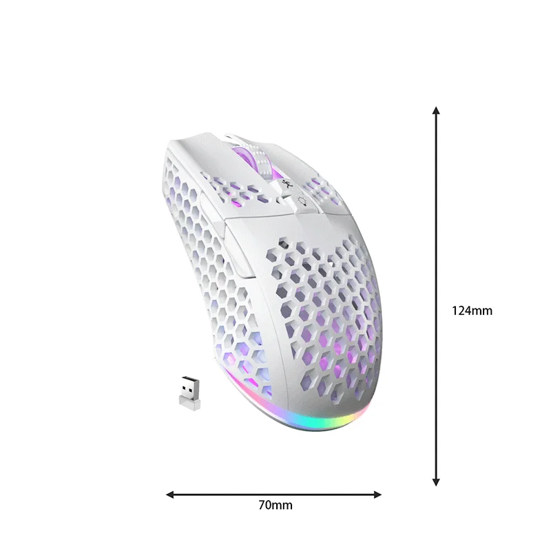 Programmable White Mouse - Wireless Gaming Lightweight RGB