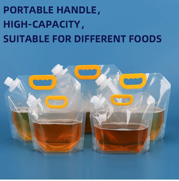 Portable 1.5L 2.5L 5L Clear Drink Beverage Bag Spout Pouch
