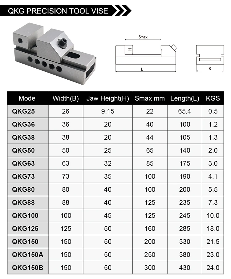 QKG Vise - Precision Clamp Vise for CNC and Machine Tools
