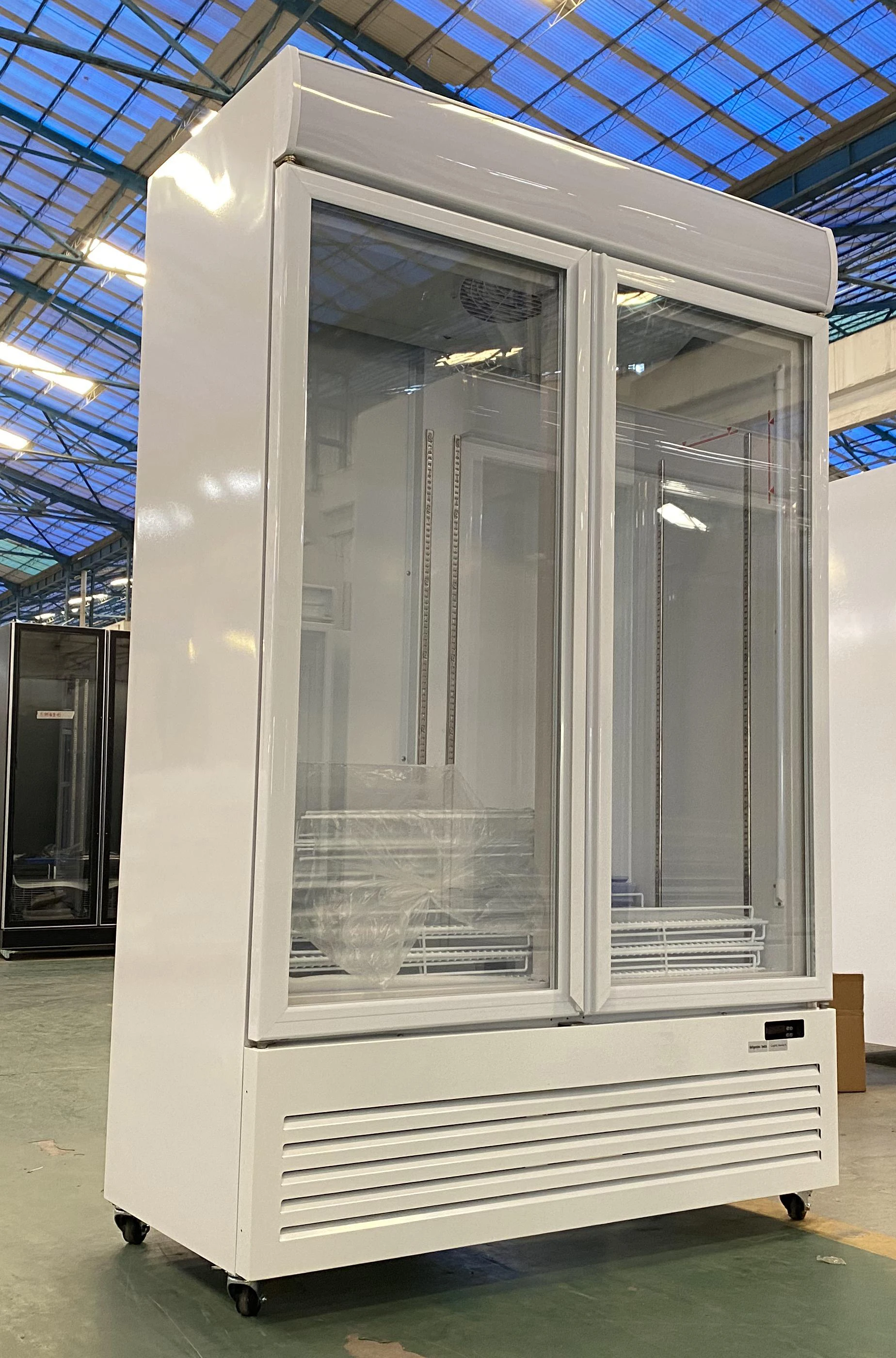 Double Door Led Screen Fridge Vertical Fan Cooling Chiller Energy Drink ...