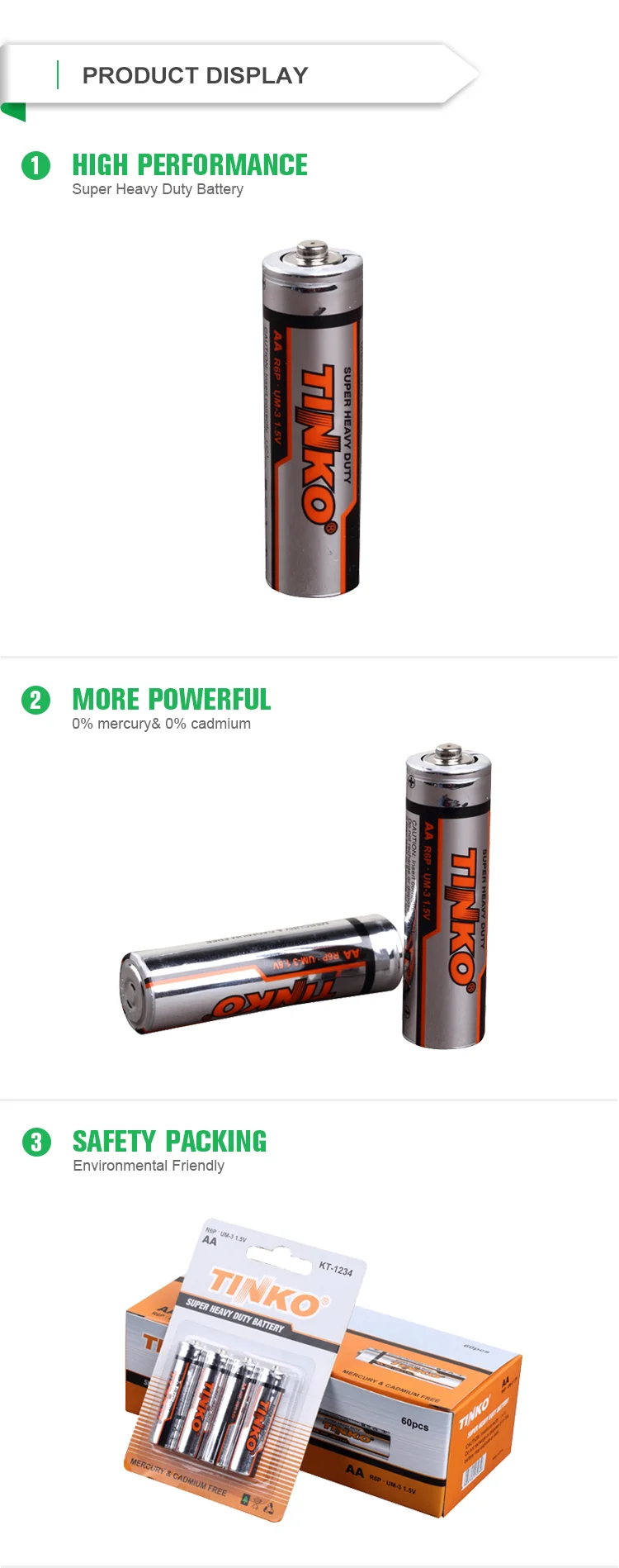 TINKO 1.5V Um3 Battery - Heavy Duty AA Size R6P Power Source