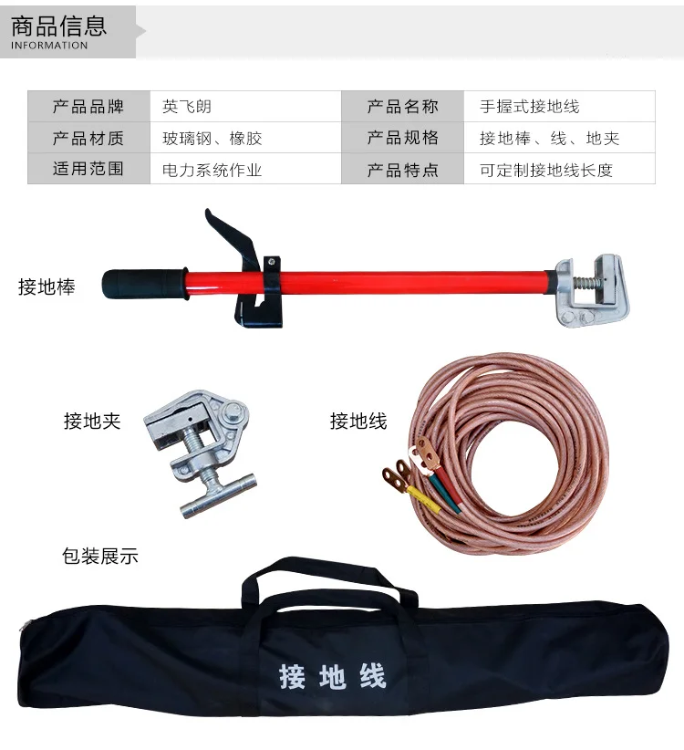 Copper and Plastic Protective Grounding Cable Clamps Set Assembled ...