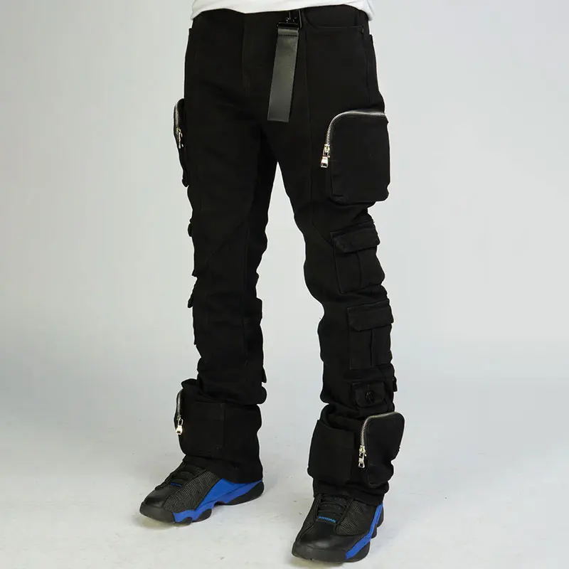 Alibaba.com: Custom multi-pocket design, black denim cargo jeans with ...