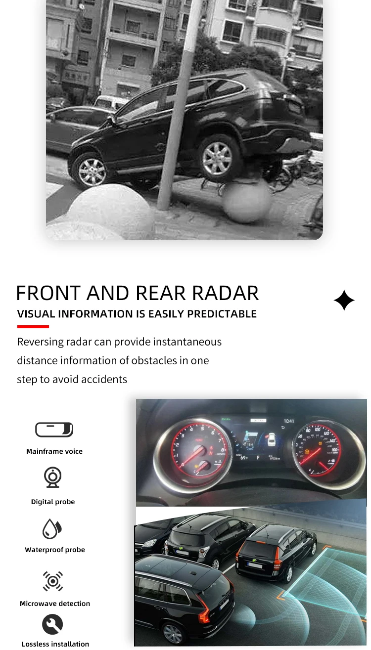 Car Parking radar Reversing radar Auxiliary Buzzer Front 4 Rear 4 ...