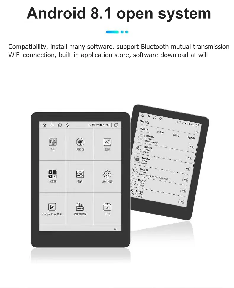 6 Inch Black White E Book Reader E-ink Android Ereader 32gb Protective ...