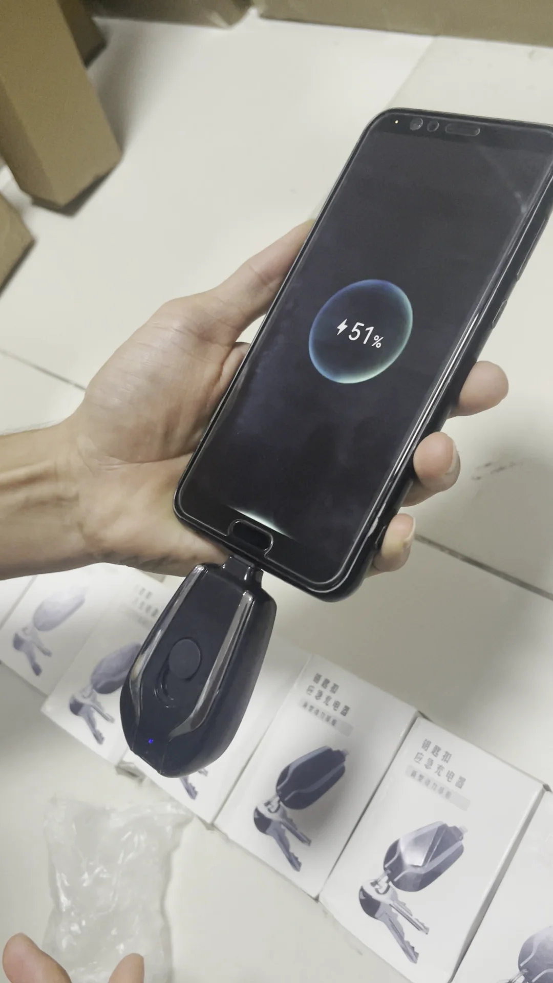 Mini Keychain Charging Powerbank Key Chain Emergency Charger Treasure ...