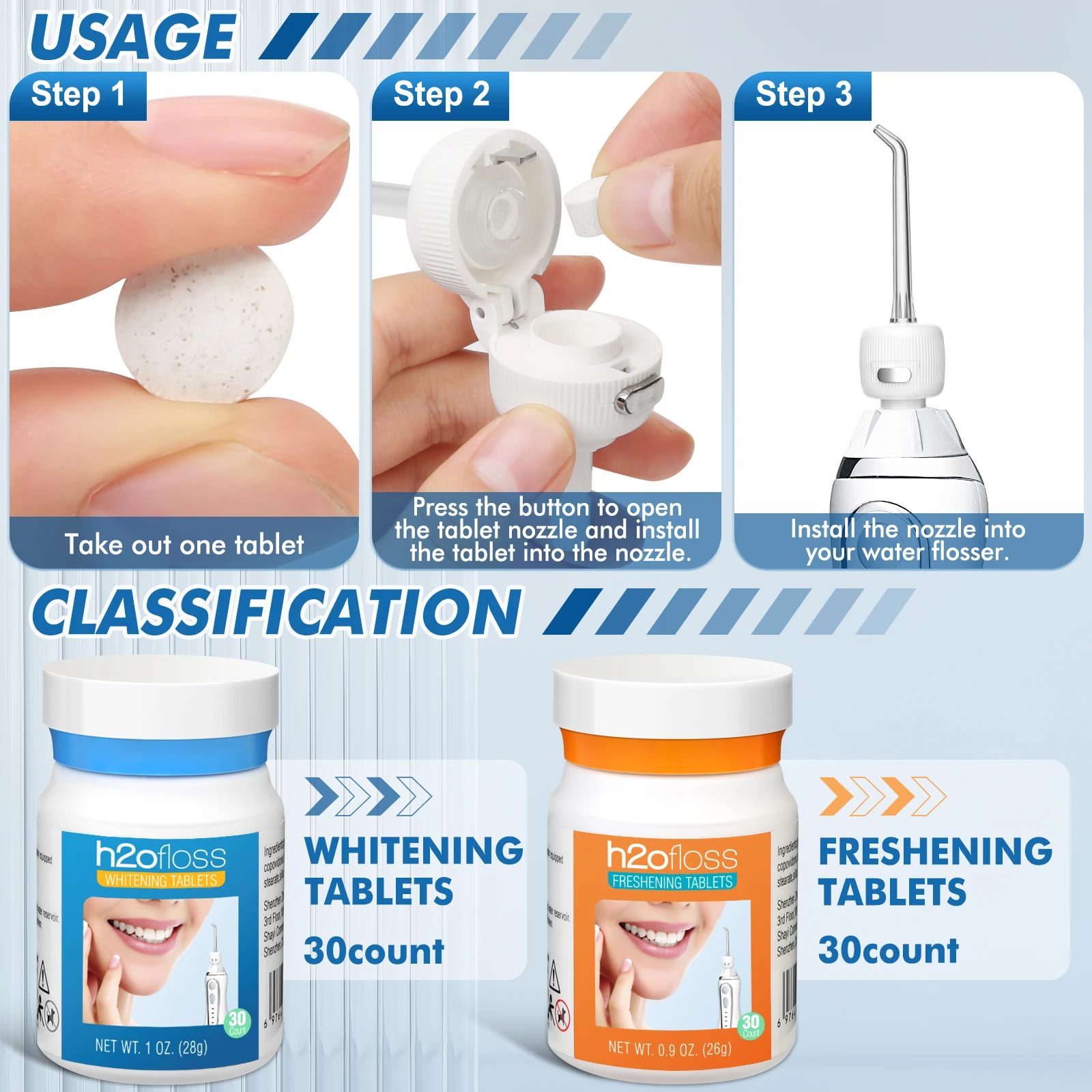H2ofloss Whitening Tablets for Oral Irrigators - Teeth Whitening ...