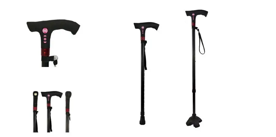 Smart Adjustable Walking Stick for Elderly - Lightweight, LED Light ...