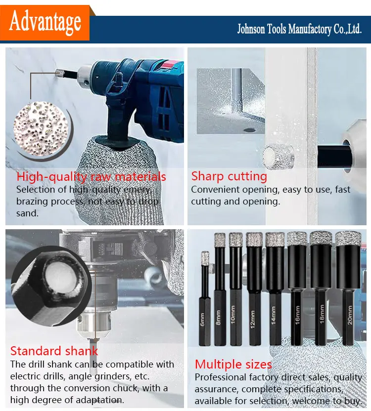 6-180mm Hex Shank Sharp Cutting Tile Ceramic Hole Cutter Diamond Core ...