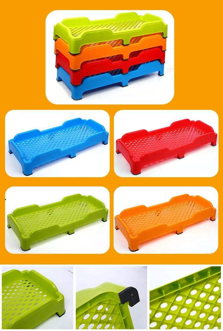 Kindergarten Plastic Beds - Durable & Stackable Kids Cots