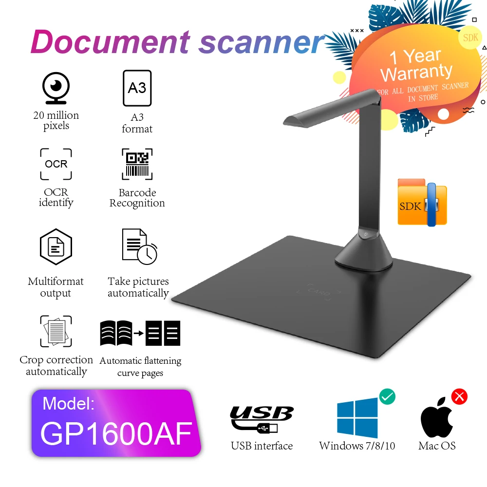 Usb Weight Light High Speed Photo Doc Ocr A3 Mobile Portable Flatbed ...