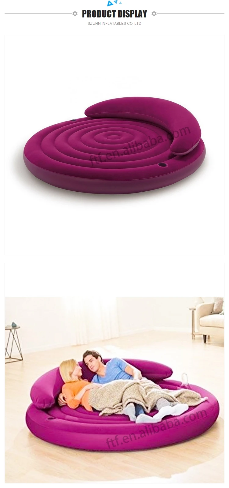 Indoor Use Round Inflatable Folding Floor Bed Foldable PVC Air Sofa ...
