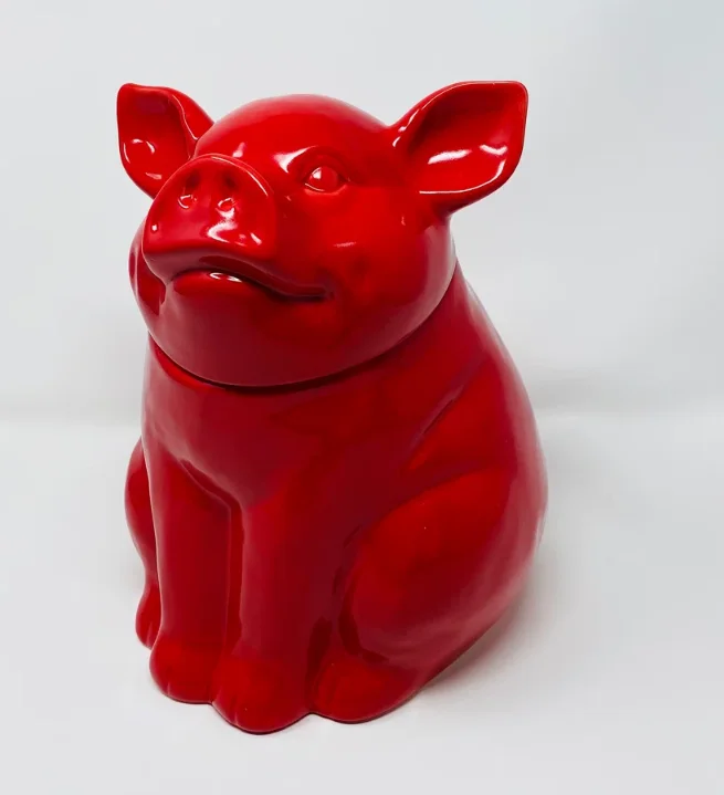 Red Ceramic Large Animal Cookie Jar,Ceramic Pig Jar For Kitchenware ...