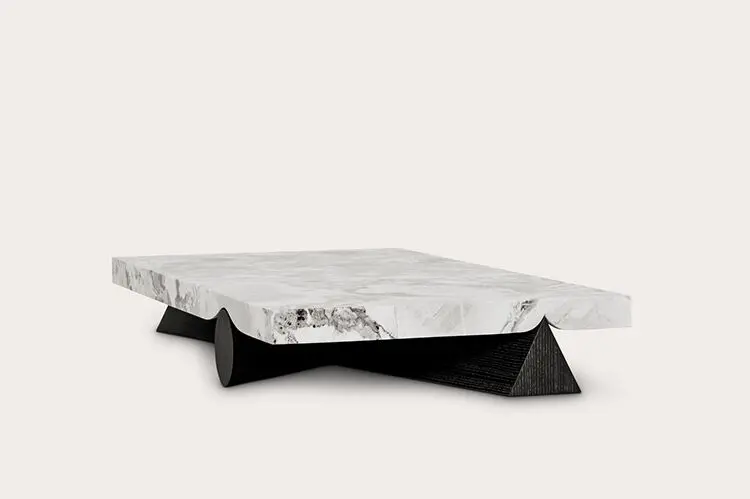 Luxury Coffee Table - Simple Jade Marble & Stainless Steel