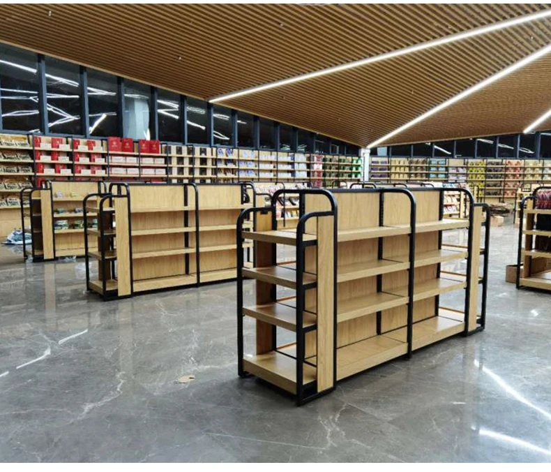 Customized Wood Gondola Shelving - Supermarket Display Racks