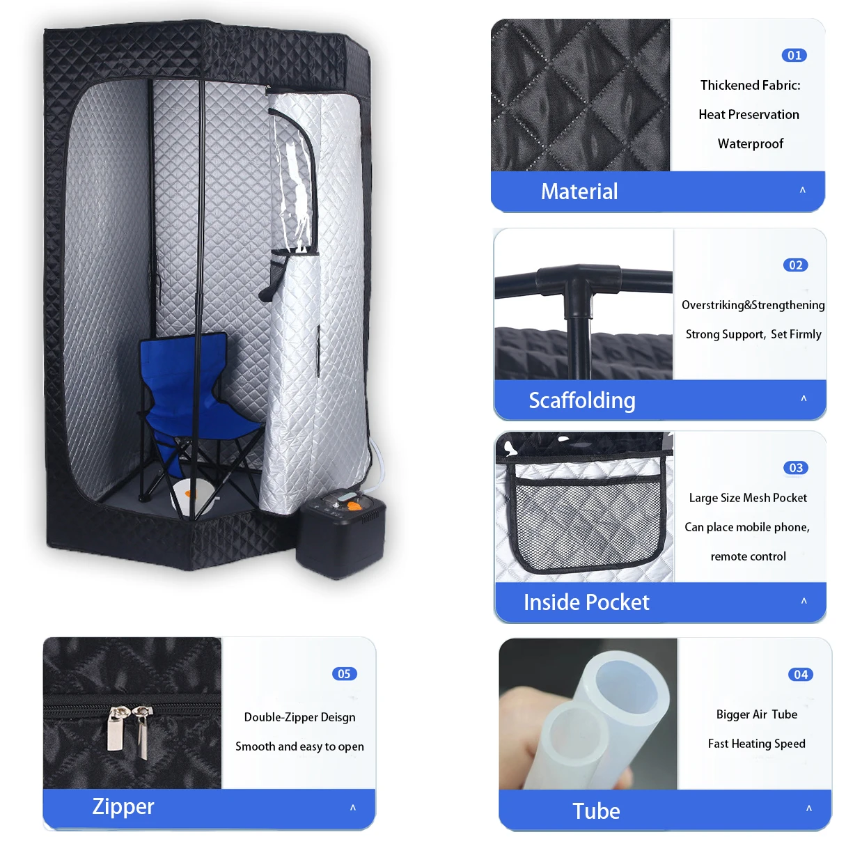 Outdoor Portable Sauna Room Foldable Full Size Mini Sauna Room For 2 ...