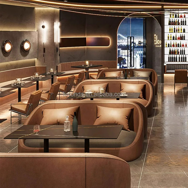 Modern Luxury Commercial Furniture Sectional Sofa Cafe Wood Restaurant ...