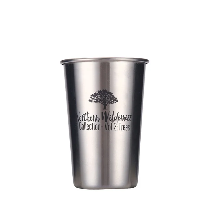 Customized Laser Printing 12oz/16oz Silver Single Wall Stainless Steel ...