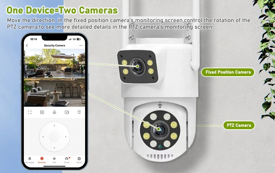 IP66 Tuya PTZ Outdoor Camera Dual Lens 2MP+2MP Motion Detection Sound ...