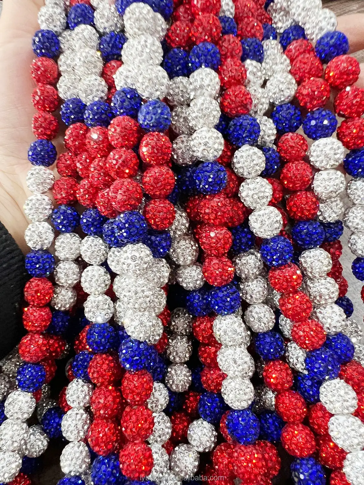 Rhinestone Baseball Inspired Beaded Necklace - Discoball