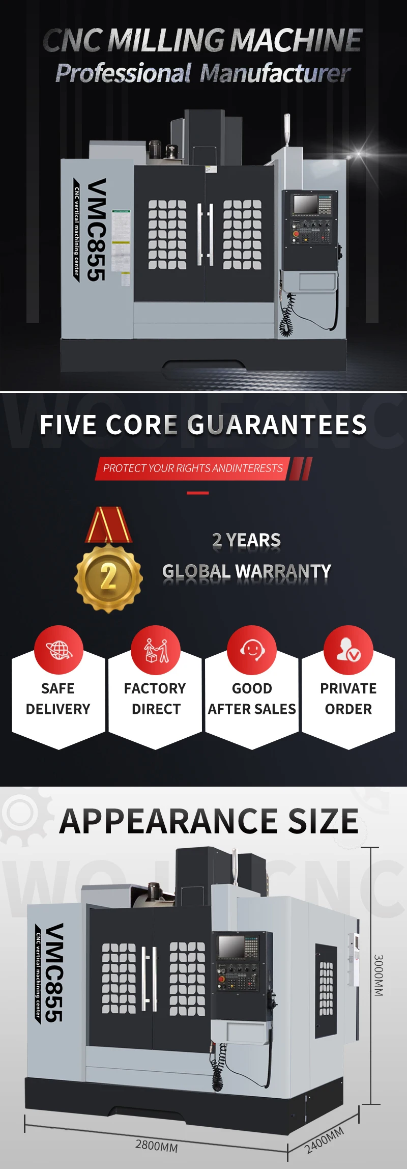 Linear Guideway Cnc Milling Machine Vmc855 Cnc Vertical Machining ...