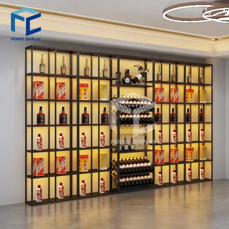 Modern Liquor Display Racks Shelves Customized Winery Storage Furniture ...