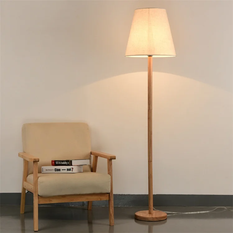 Chinese Simply KD Natural Wood Standing Lamp for Indoor Living Room ...