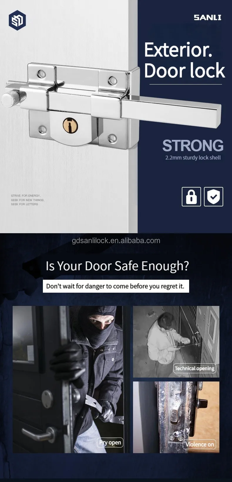 Mexico Market Panic Bar Lock for Garden Door Lock - Iron Gate Latch Lock