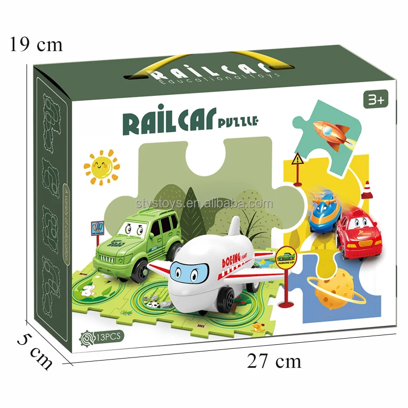 Plastic Puzzles Track Play Toy Dinosaur Series Toy Car Track Jigsaw Set ...